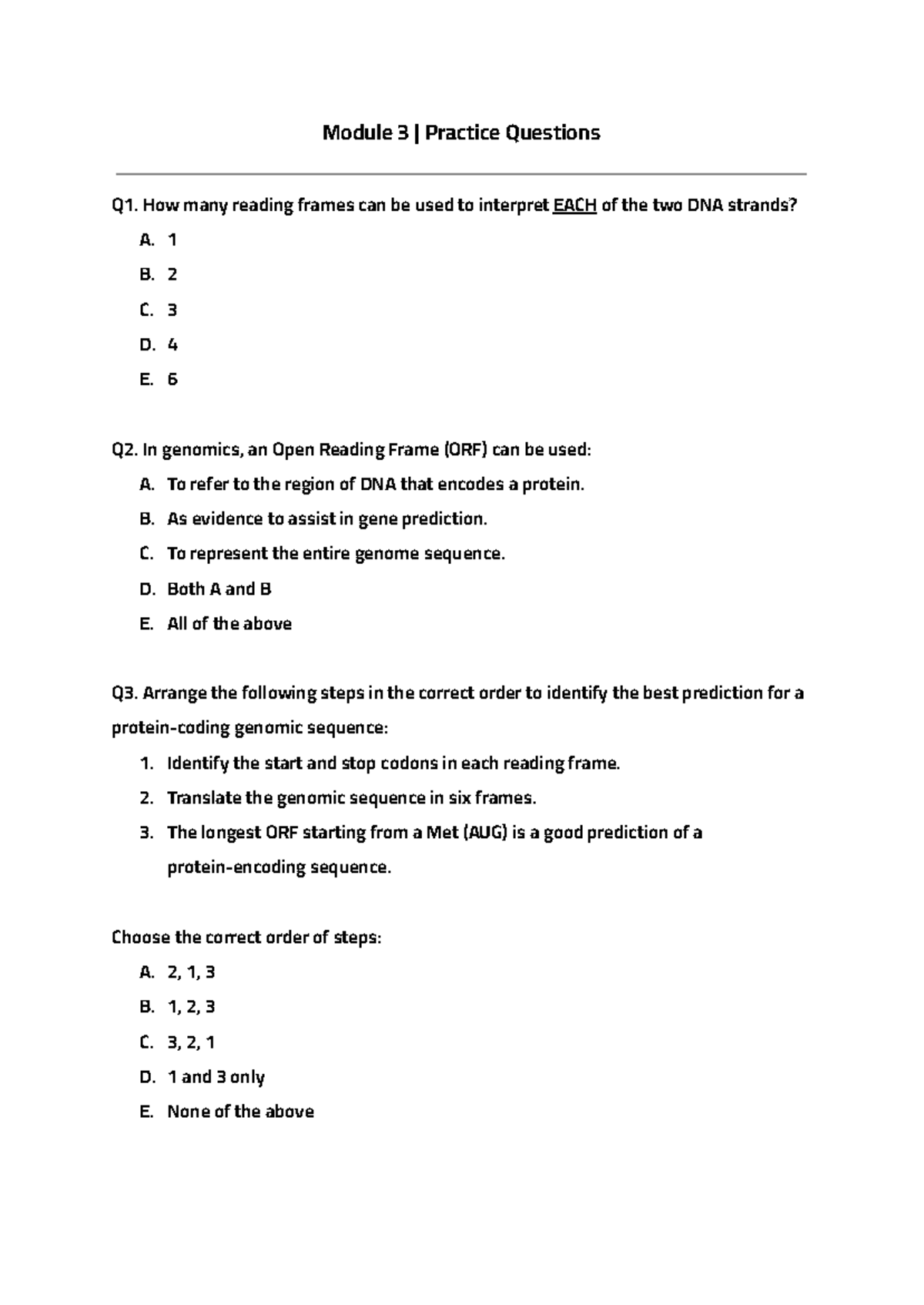 Module 3 - Practice Questions - Module 3 | Practice Questions Q1. How ...