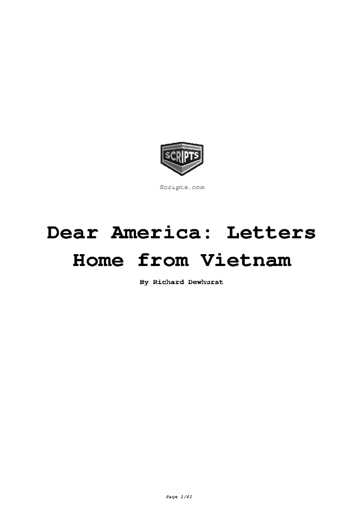 Dear America Transcript - Scripts Dear America: Letters Home from ...
