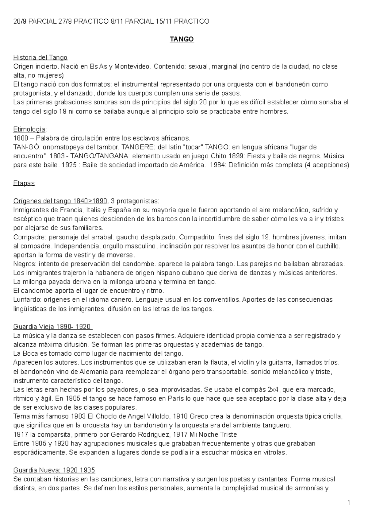 Tango Y Folklore - ... - 20/9 PARCIAL 27/9 PRACTICO 8/11 PARCIAL 15/11 ...