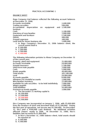 Practical Accounting 1 Practice Questions - Financial Statements ...