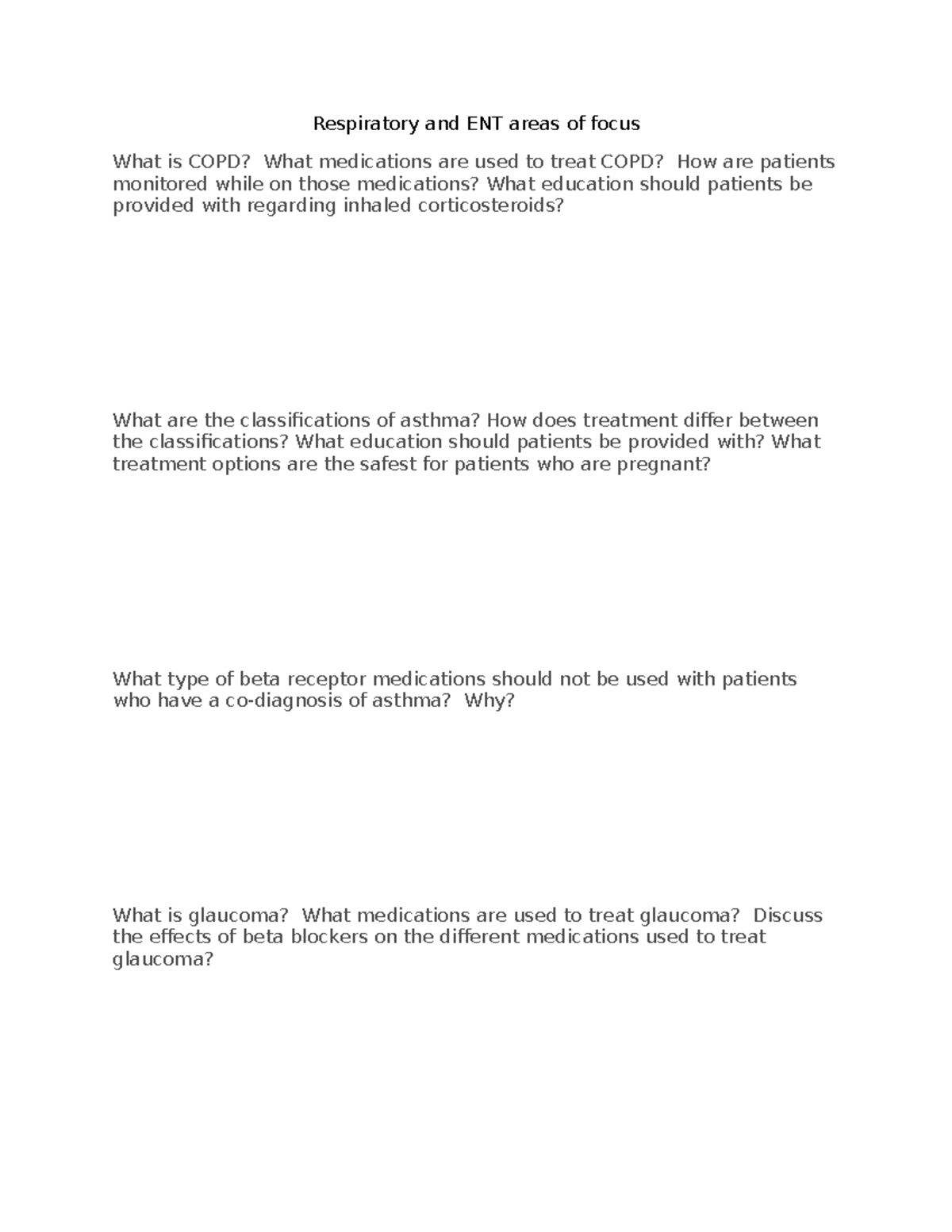 Resp and ENT areas of focus - Respiratory and ENT areas of focus What ...