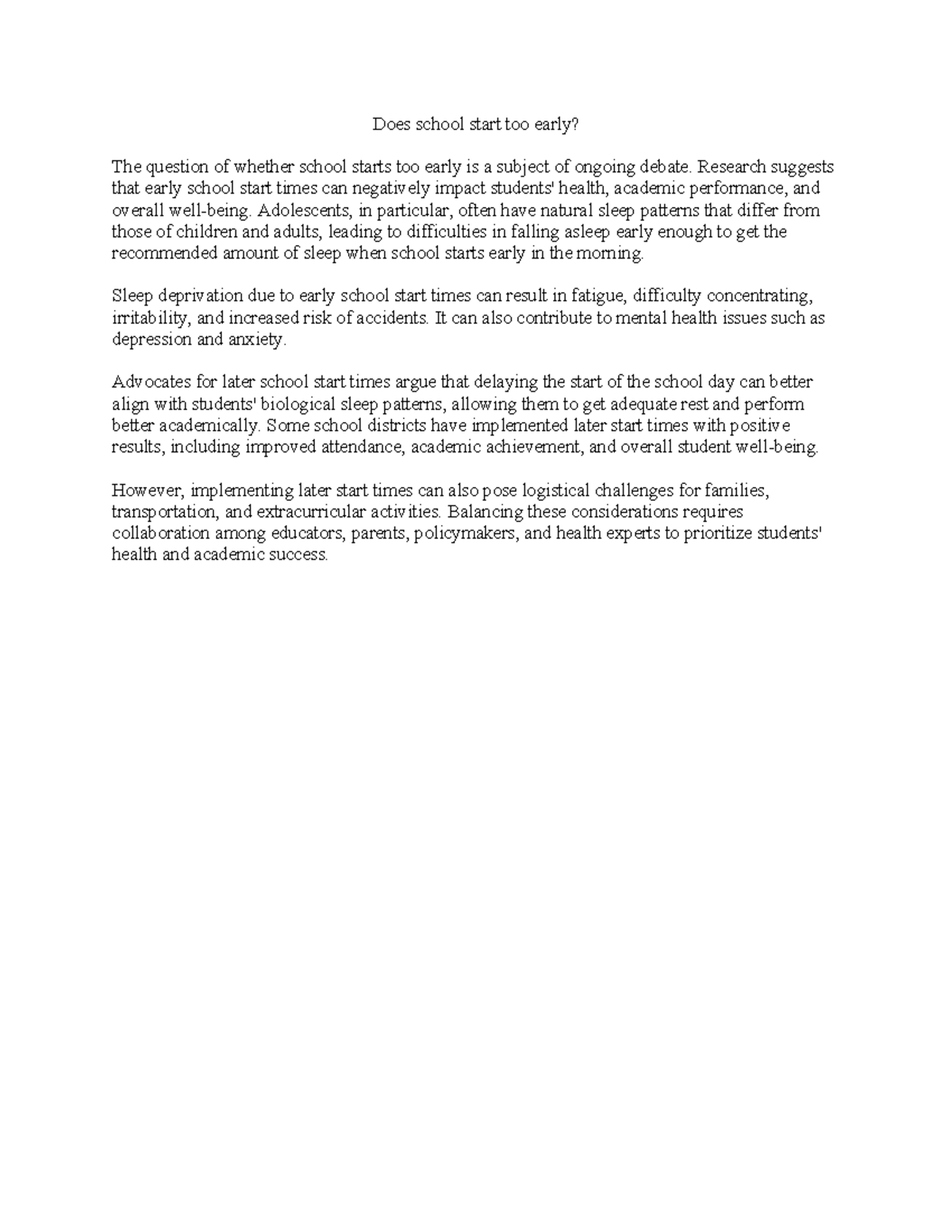 Does school start too early - Research suggests that early school start ...