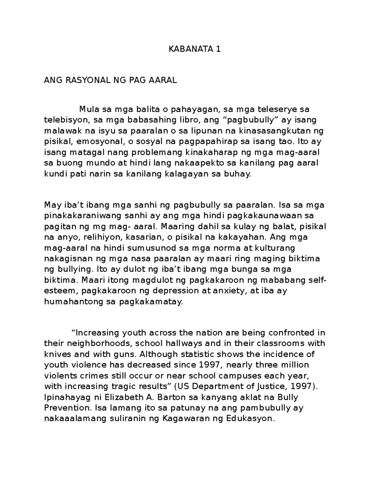 Kabanata-1into - 444 - KABANATA 1 ANG RASYONAL NG PAG AARAL Mula sa mga ...