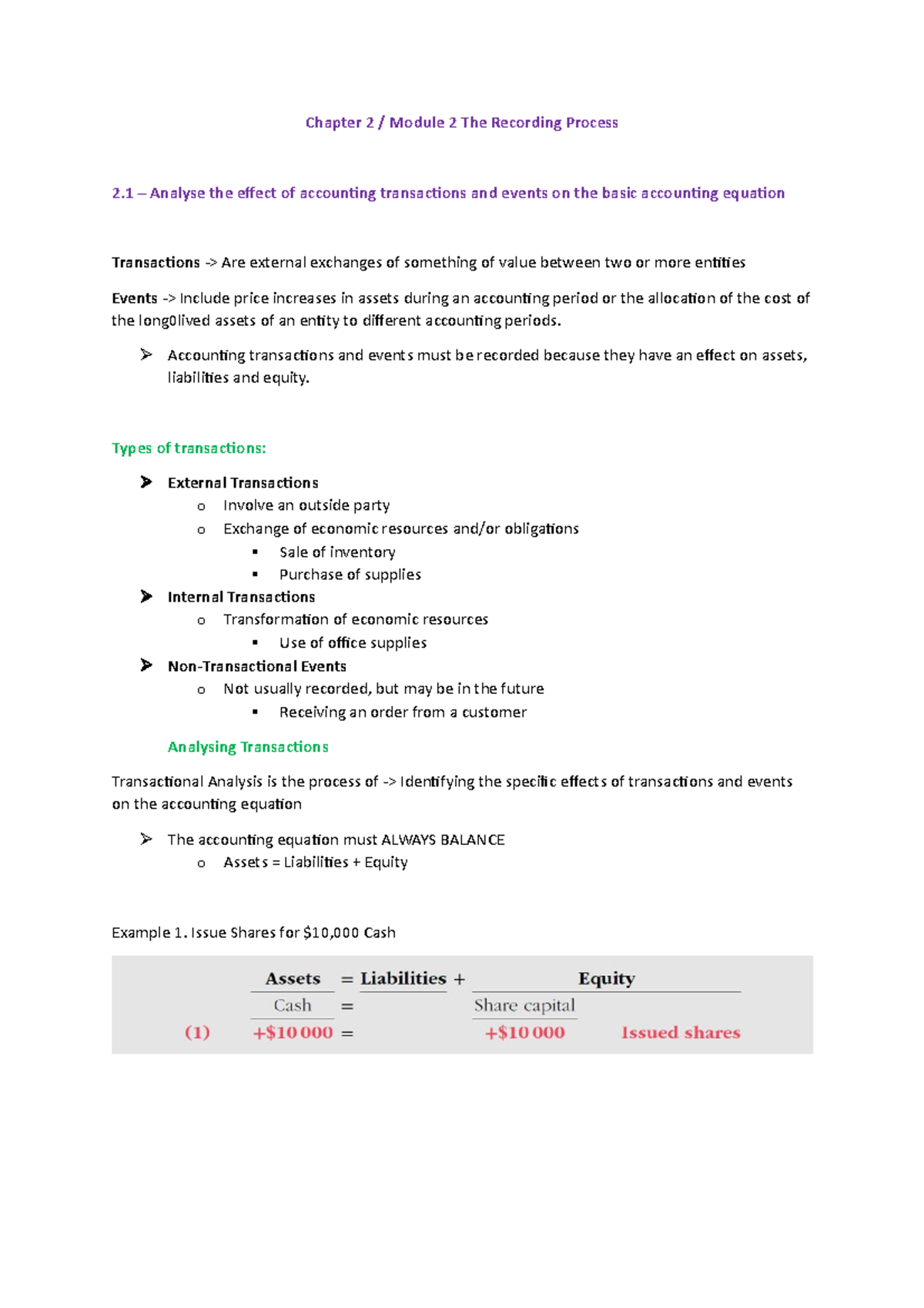 Accounting Chapter 2 - Chapter 2 / Module 2 The Recording Process 2 ...