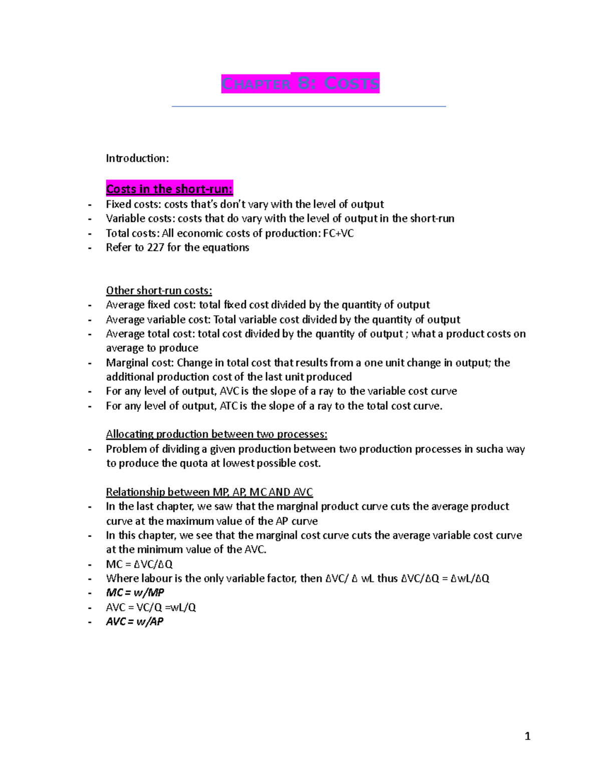 Economics Chapter 8 summary - 214 - SUN - StuDocu