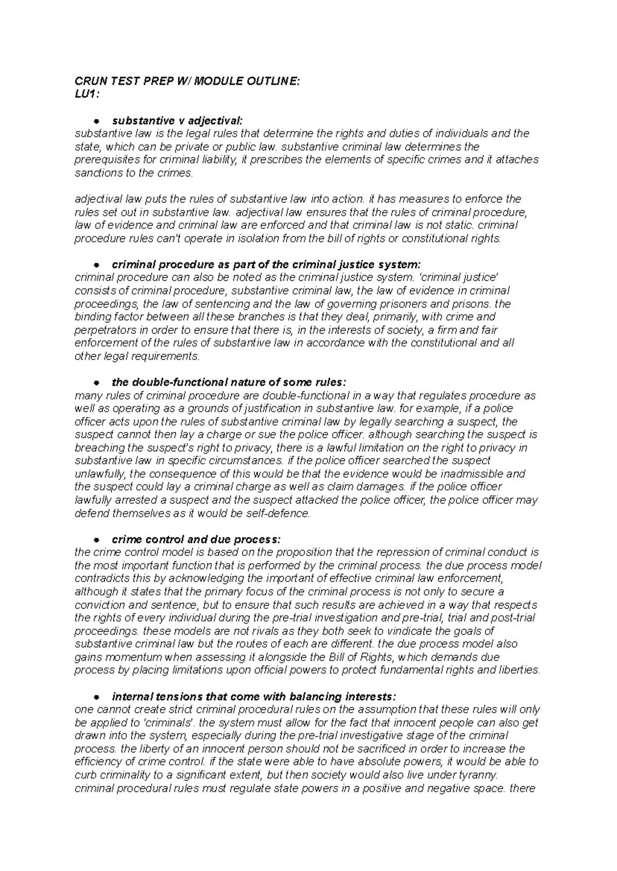 CRUN TEST PREP W Module Outline - CRUN TEST PREP W/ MODULE OUTLINE: LU1 ...