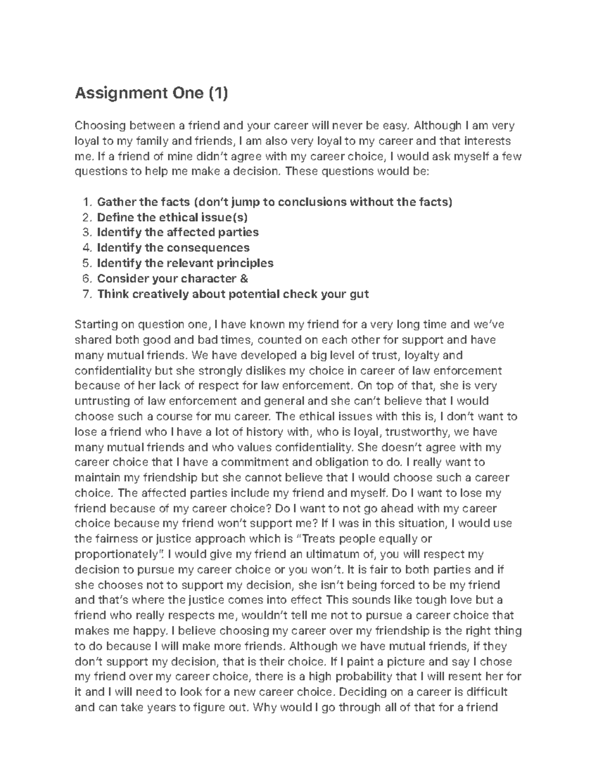 Assignment One Topic 1 - 1. 2. 3. 4. 5. 6. 7. Assignment One (1 ...