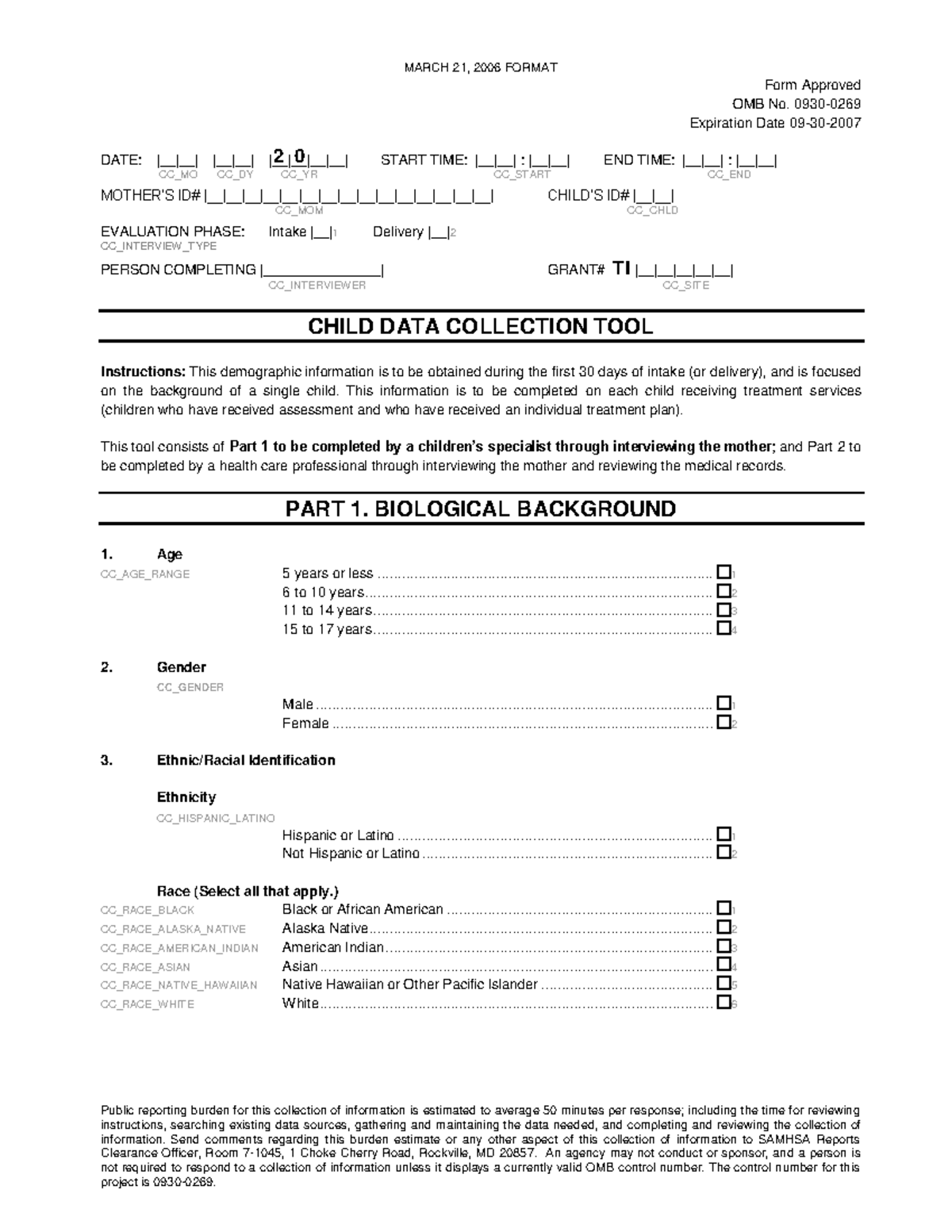 Ppw child-data - Assessment for pediatric patients - MARCH 21, 2006 ...