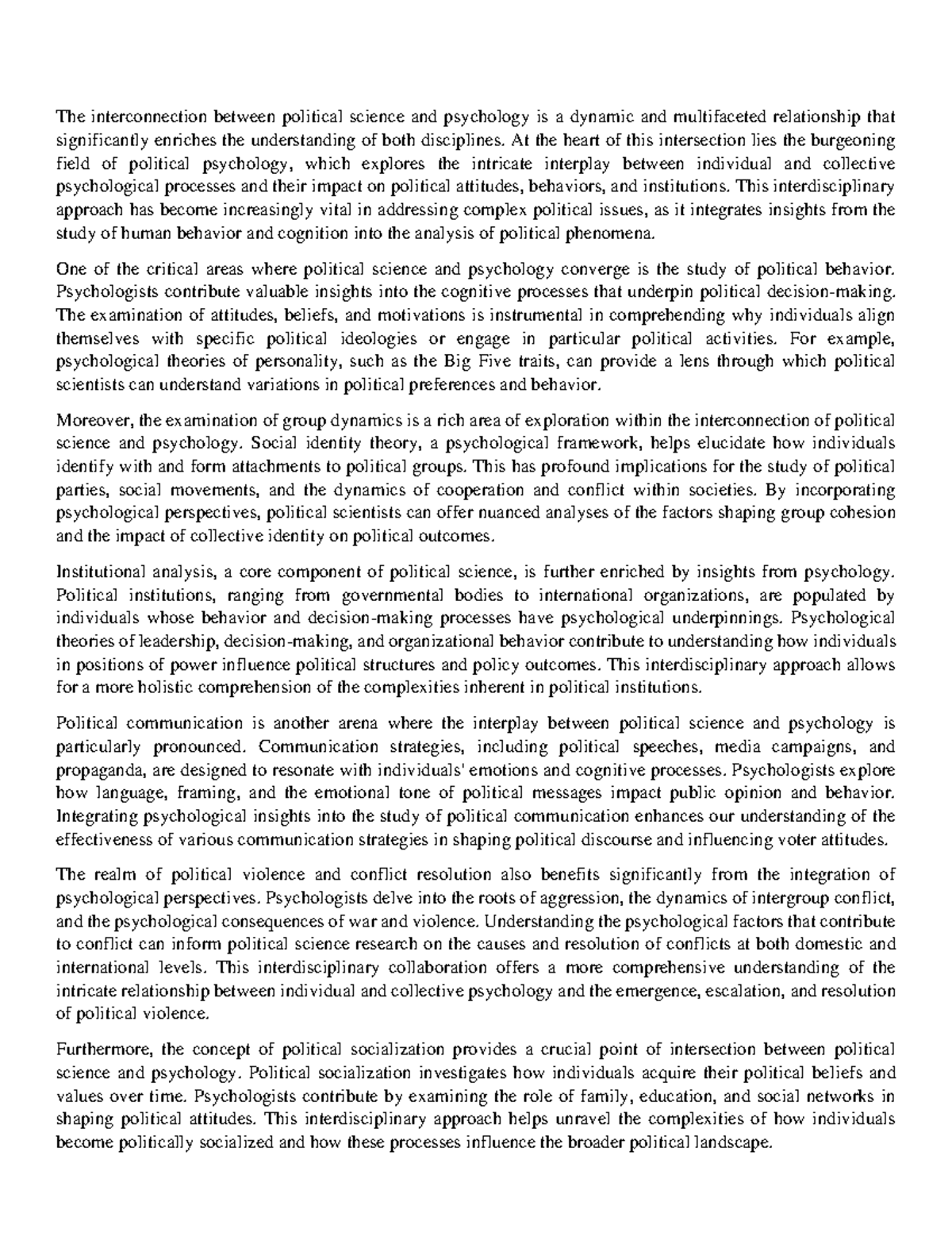 Fourth Assignment - Interdisciplinary Insights: Exploring the ...