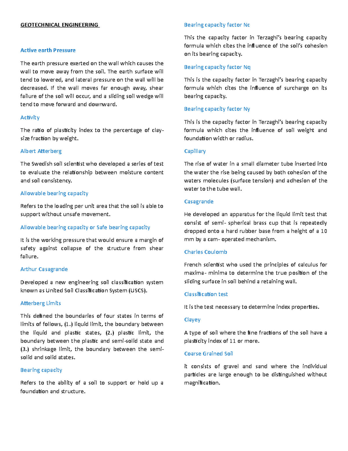 GEOTerms for civil engineering students - GEOTECHNICAL ENGINEERING ...