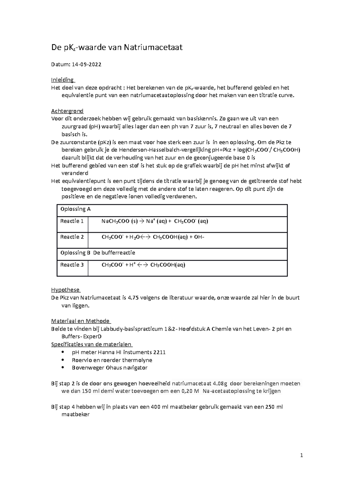 22-09-14 De p Kz-waarde van Natriumacetaat - De pKz-waarde van ...