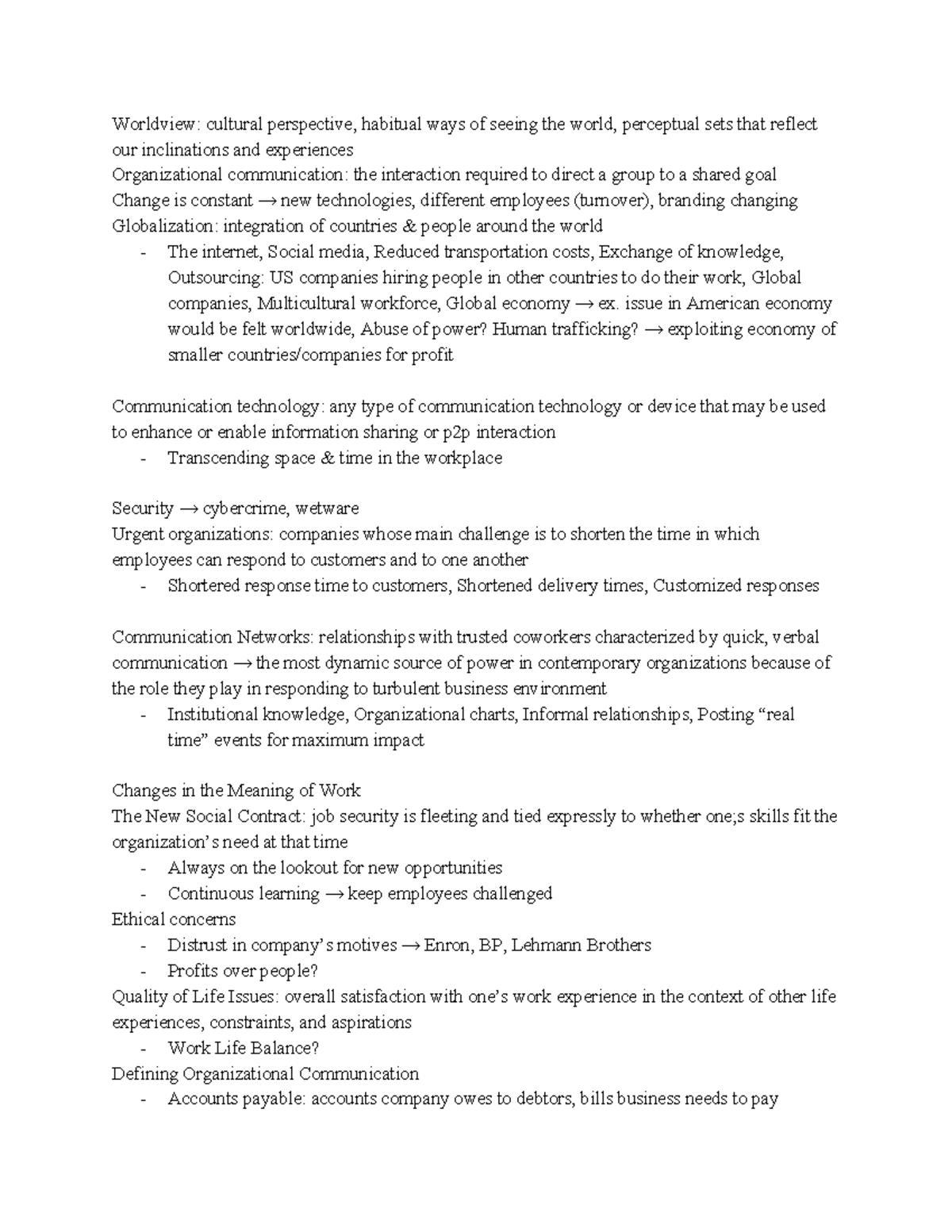 Organizational Communication 1 - Worldview: cultural perspective ...