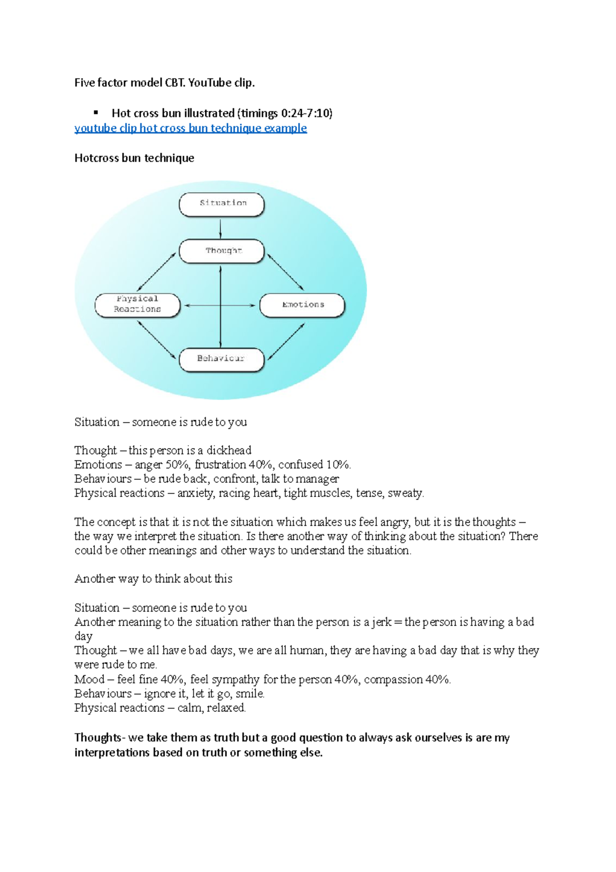 Five Factor Model CBT Lecture Notes 3 Five Factor Model CBT