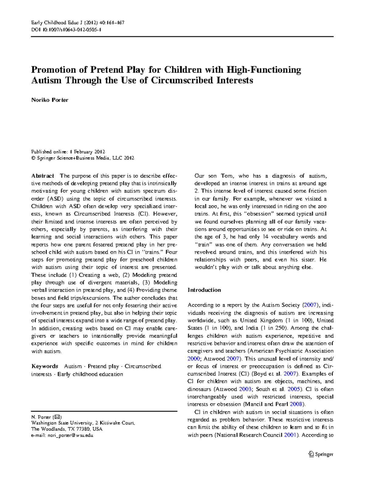 Promotion of Pretend Play for Children with High-Functioning Autism ...