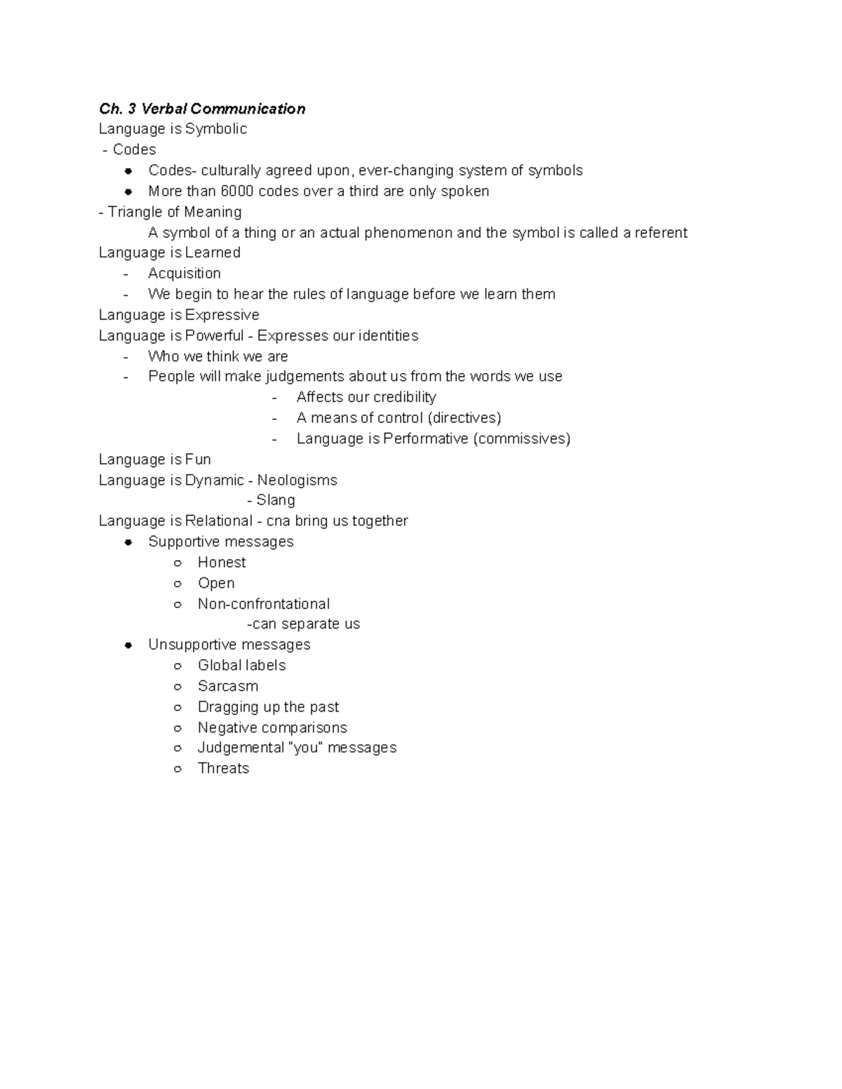 Thursday 09 12 19 - Professor Fallon - Ch. 3 Verbal Communication ...