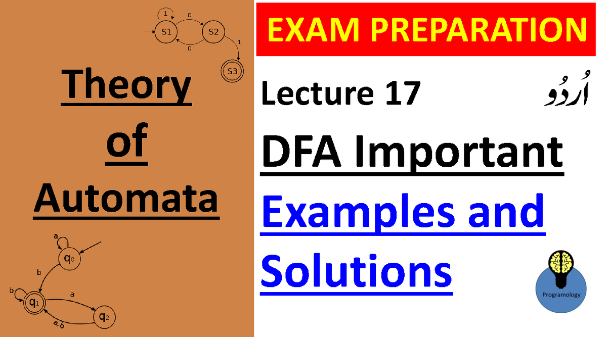 DFA Ques - assd - Lecture 17 DFA Important Examples and Solutions ...