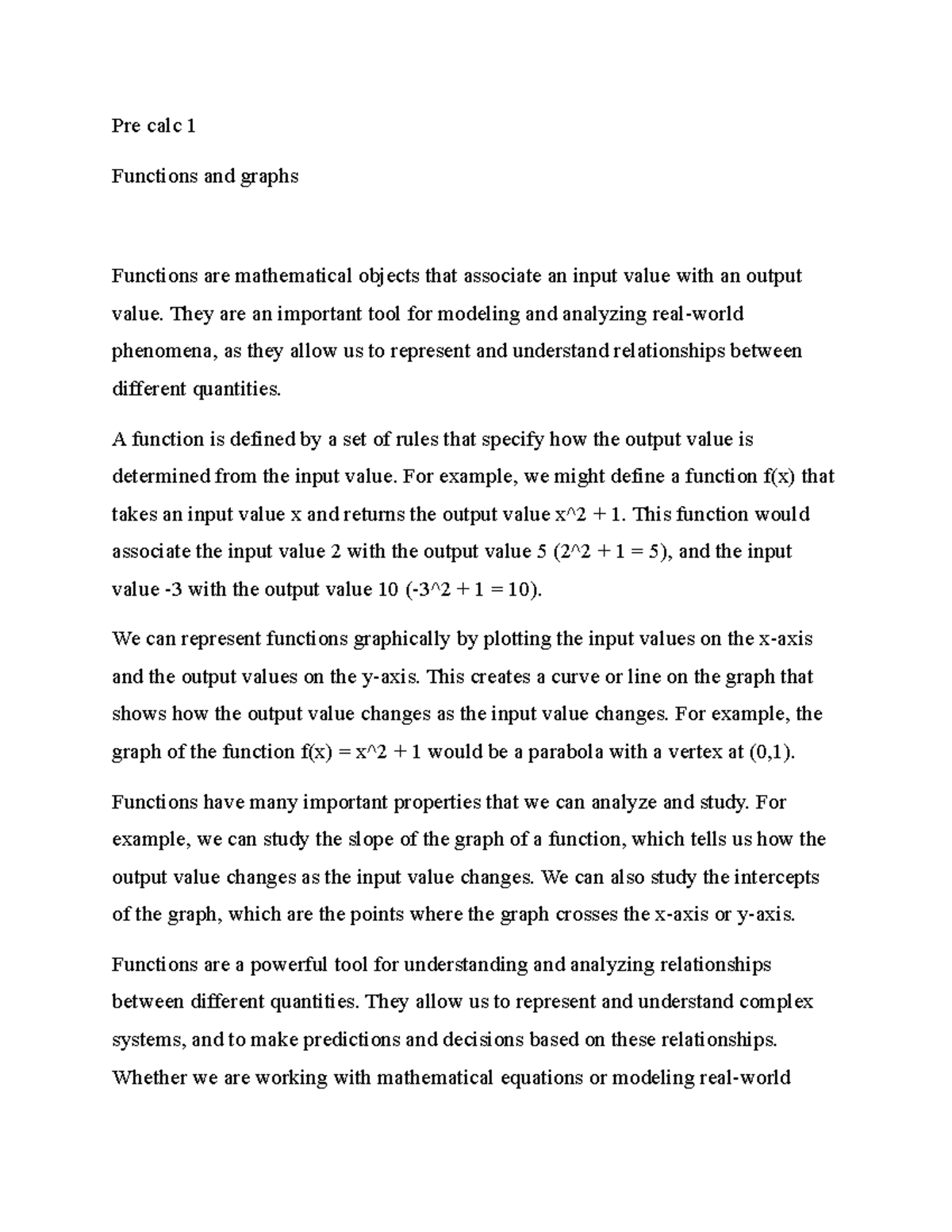 Pre Calc Functions And Graphs Pre Calc 1 Functions And Graphs