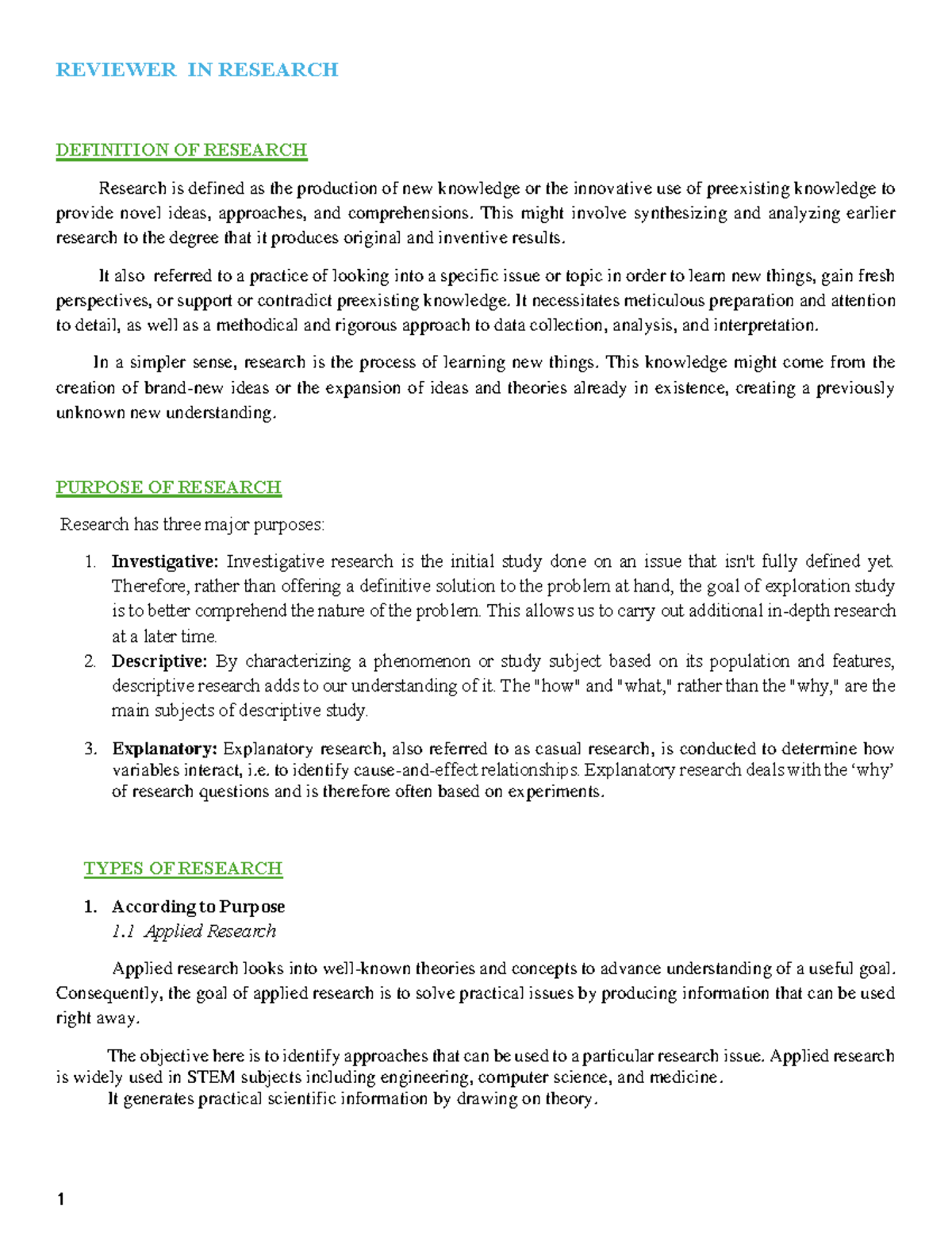 Reviewer in Research Studocu 1 - REVIEWER IN RESEARCH DEFINITION OF ...