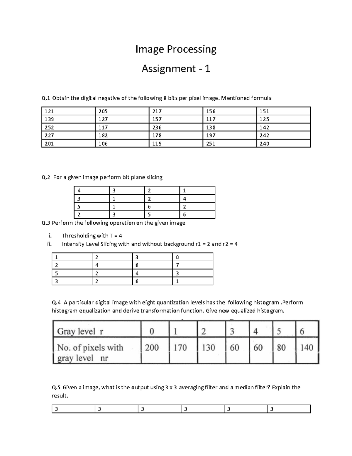 Assignment 1 - fff - Image Processing Assignment - 1 Q Obtain the ...