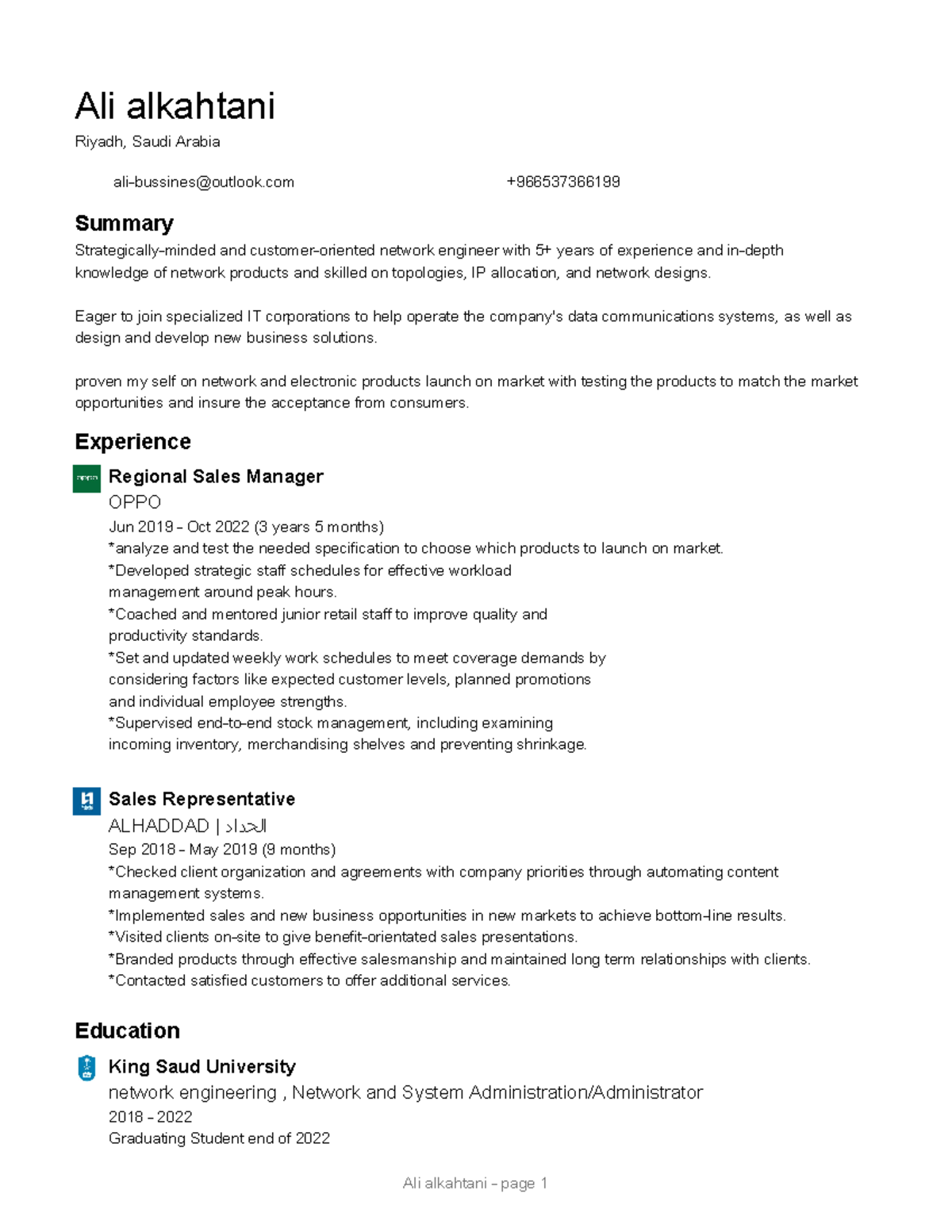 ALI CV 2023 - cv contains marketing and network engineering - Ali ...