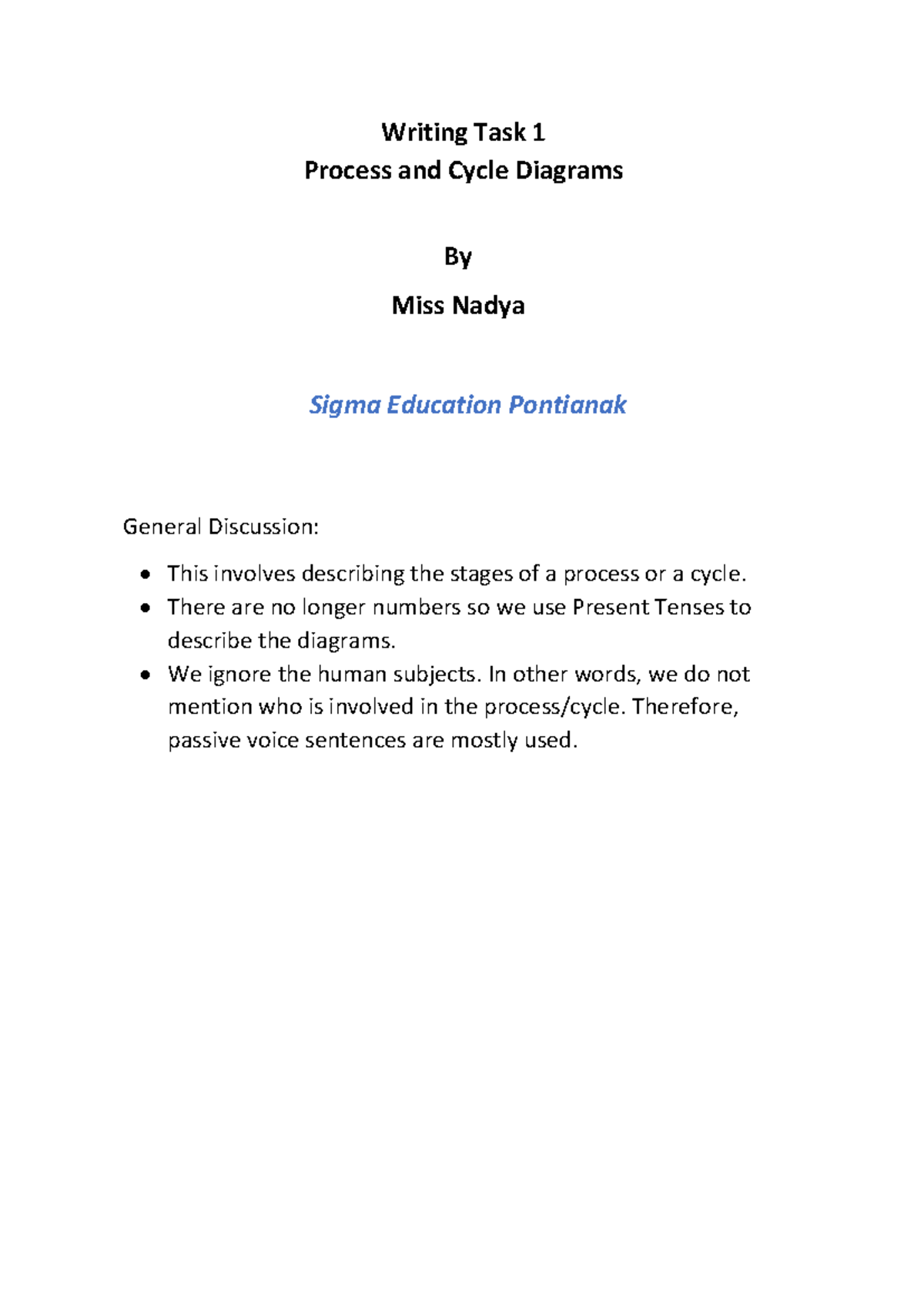 Ielts Writing Task 1 Material - Process and Cycle Diagrams (Ms Nadya ...
