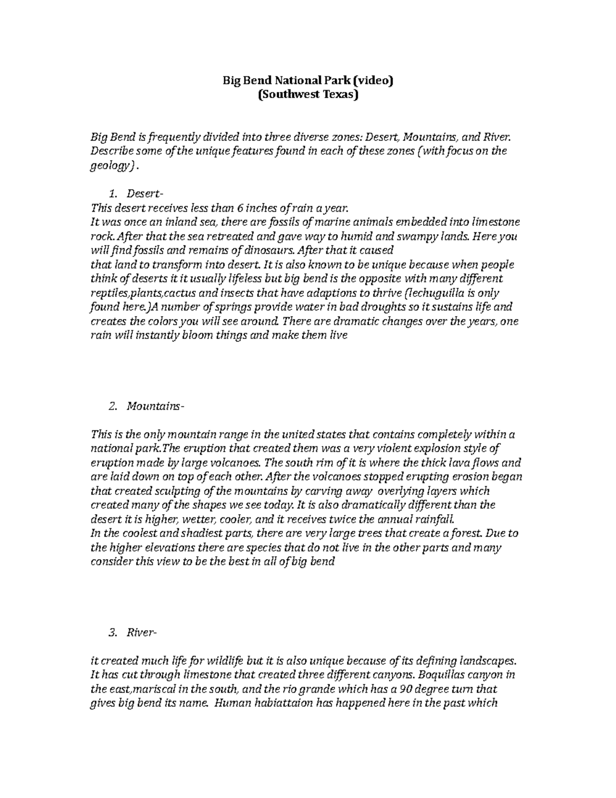 Big Bend Video Questions - Big Bend National Park (video) (Southwest ...