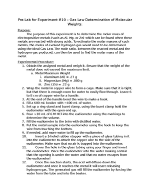 Lab 4 Pre-Lab Determination of Chemical Formulas - Name: TA: CHEM031 ...