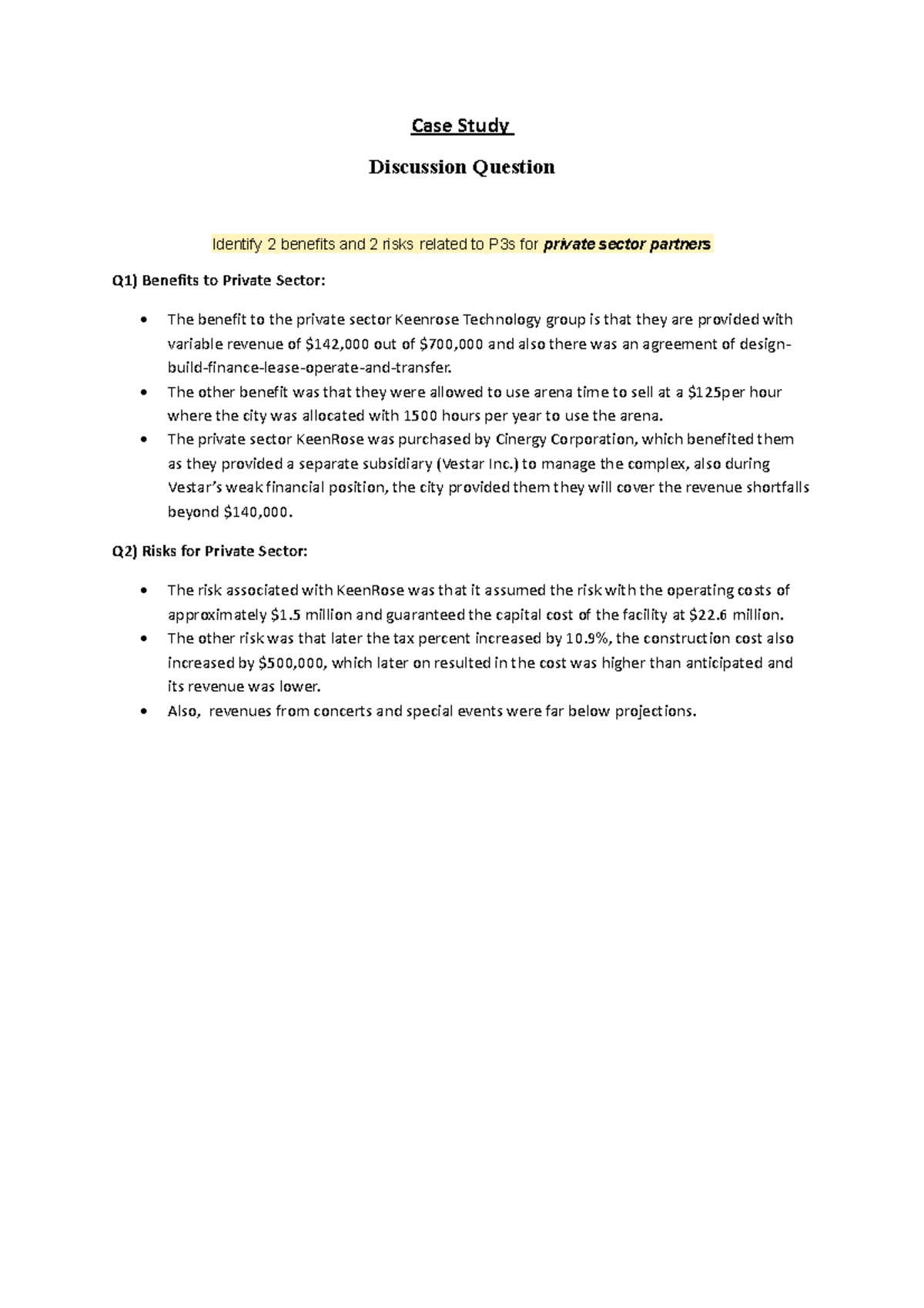 PM Case Study - Detailed reply - Case Study Discussion Question ...