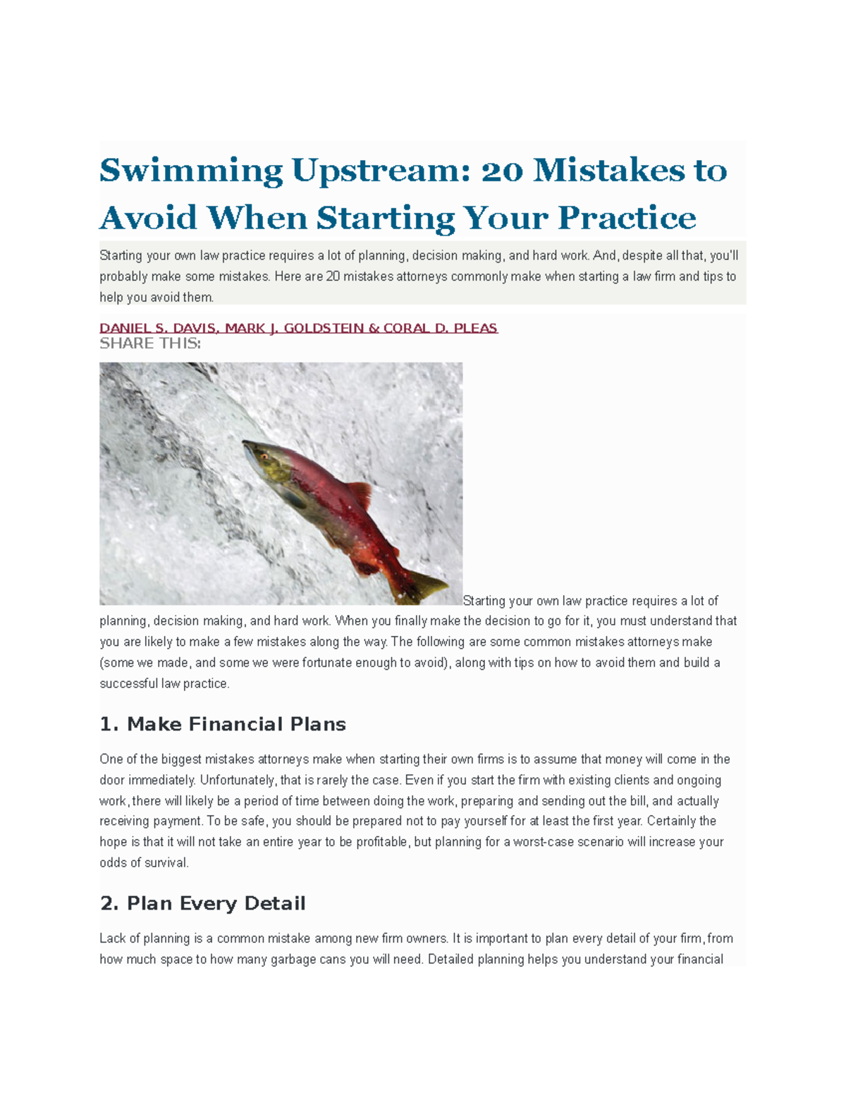 Swimming Upstream by Davis - LPM - Studocu