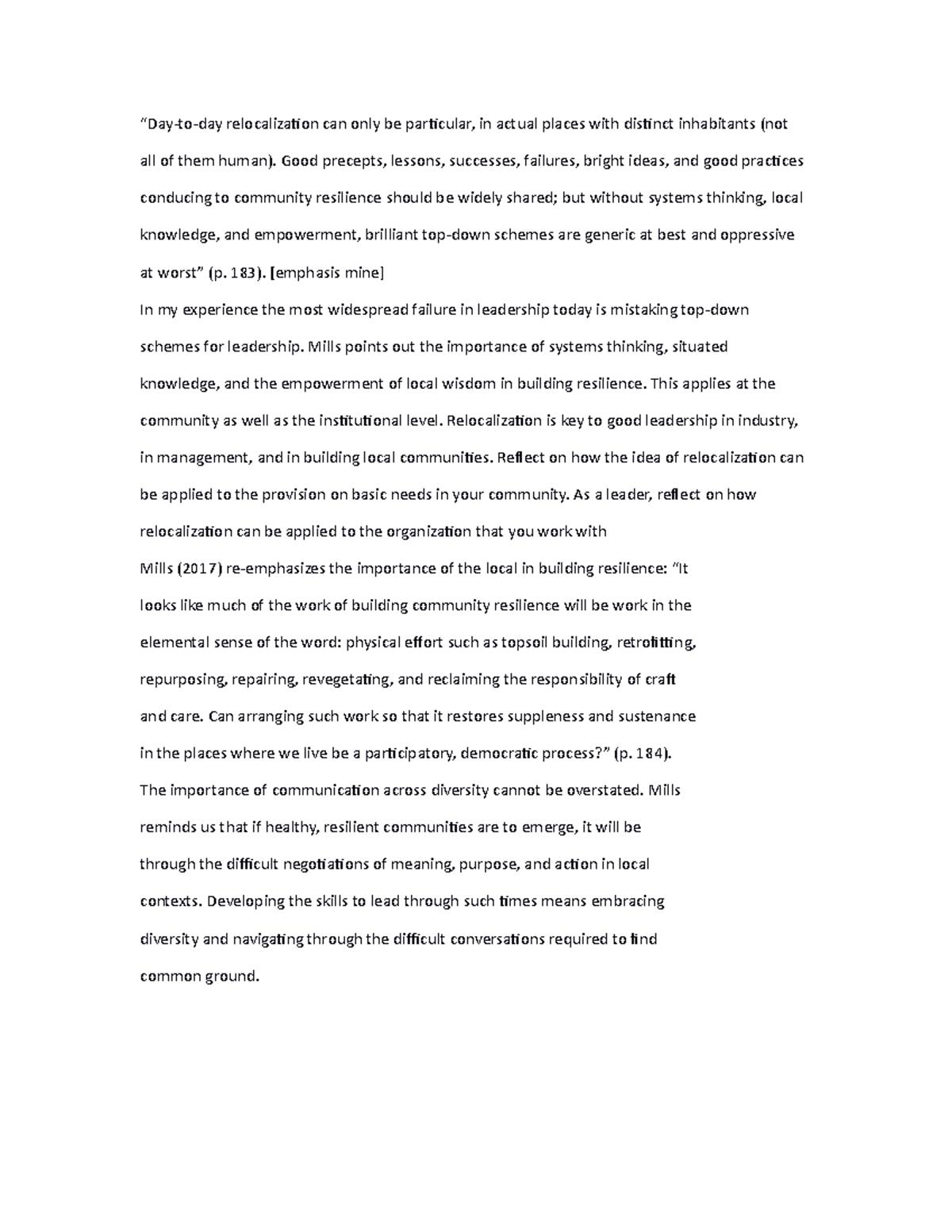 Recolonization - “Day-to-day relocalization can only be particular, in ...