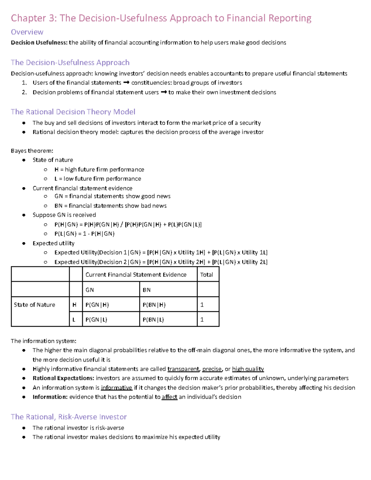 ADM 4342 - Chapter 3 - Chapter 3: The Decision-Usefulness Approach to ...