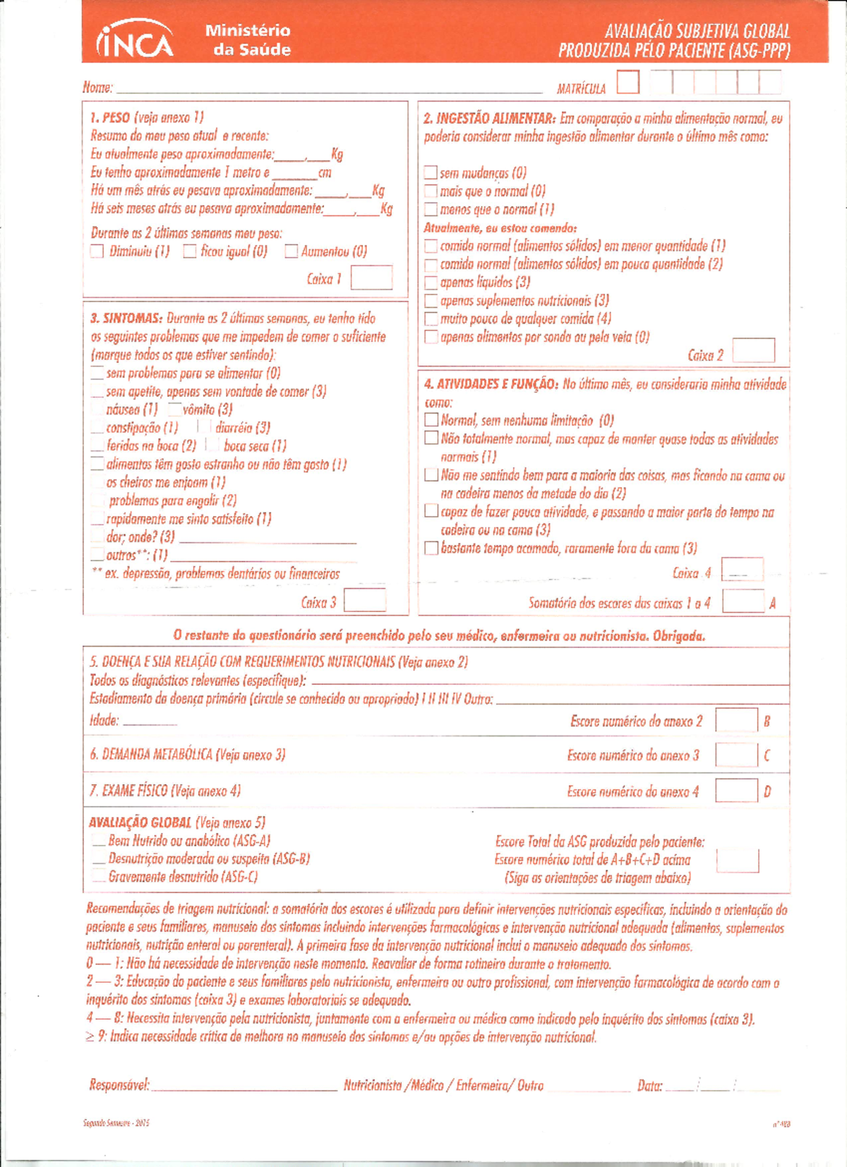 ASG+PPP - Avaliação subjetiva global ASG PPP - Nutrição hospitalar ...