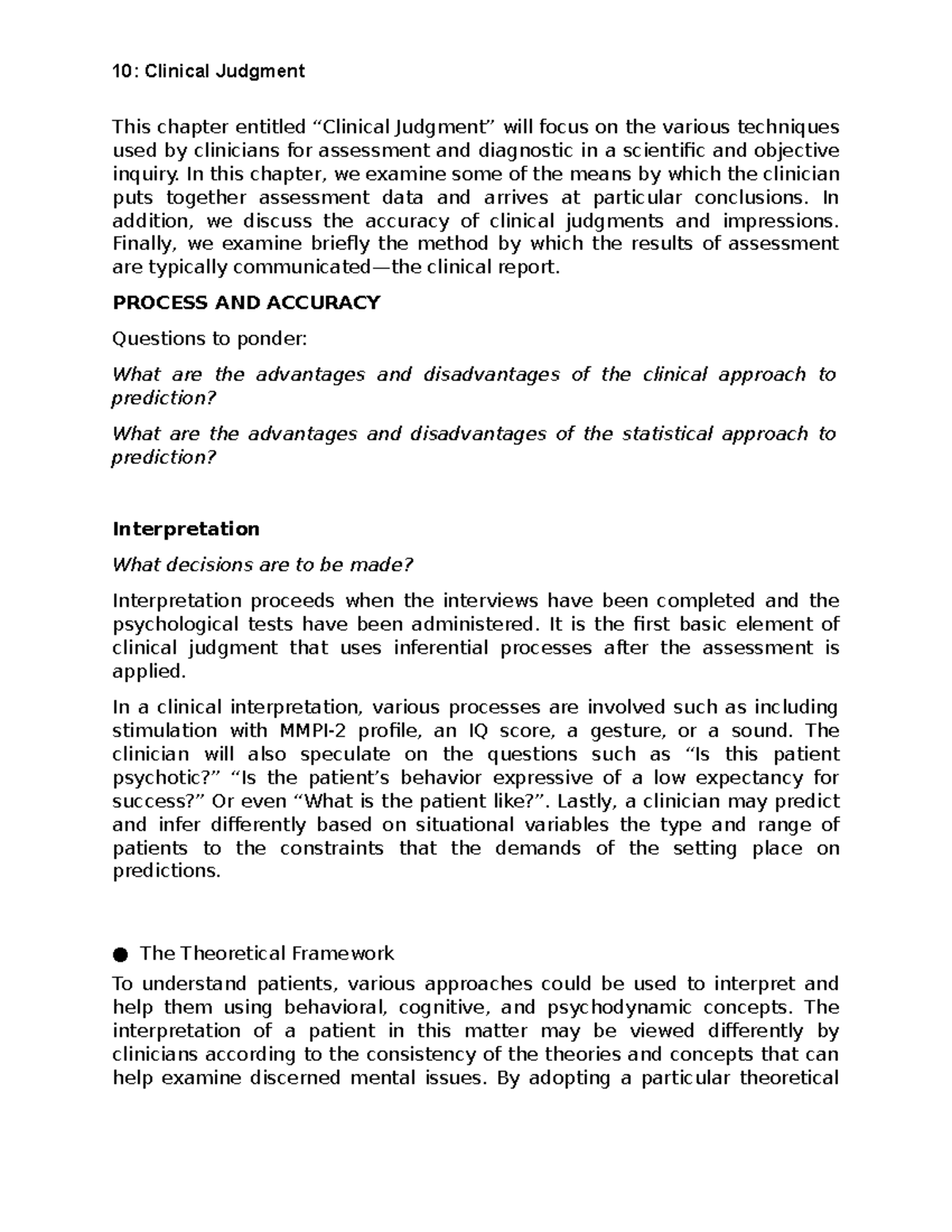 Clinical Judgment - This chapter entitled “Clinical Judgment” will ...
