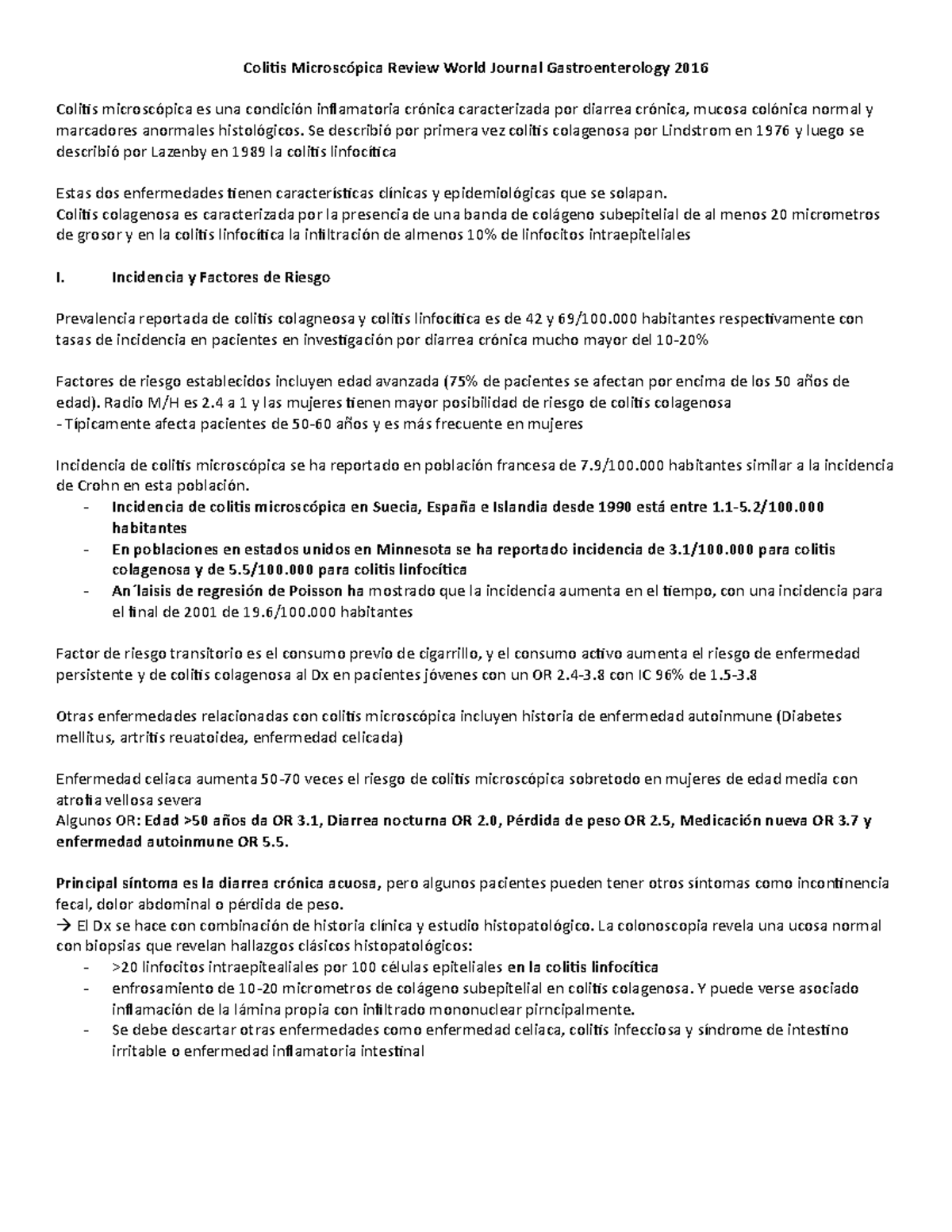 Colitis Microscópica - Artículos científicos, guias de manejo ...