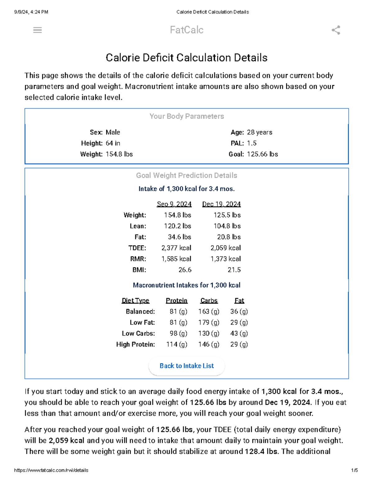 Fat Calc Calorie Deficit Calculation Details - FatCalc Calorie Decit ...