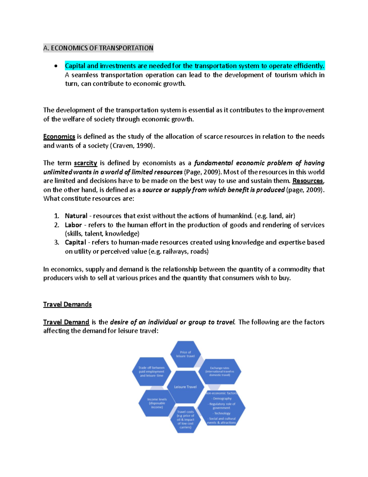 Economics of Transportation - A. ECONOMICS OF TRANSPORTATION Capital ...