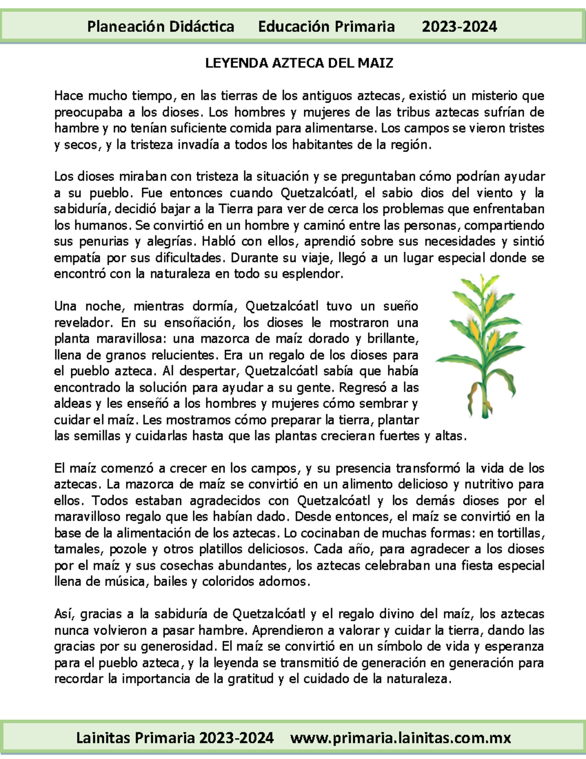 La Leyenda Del Maiz Resumen