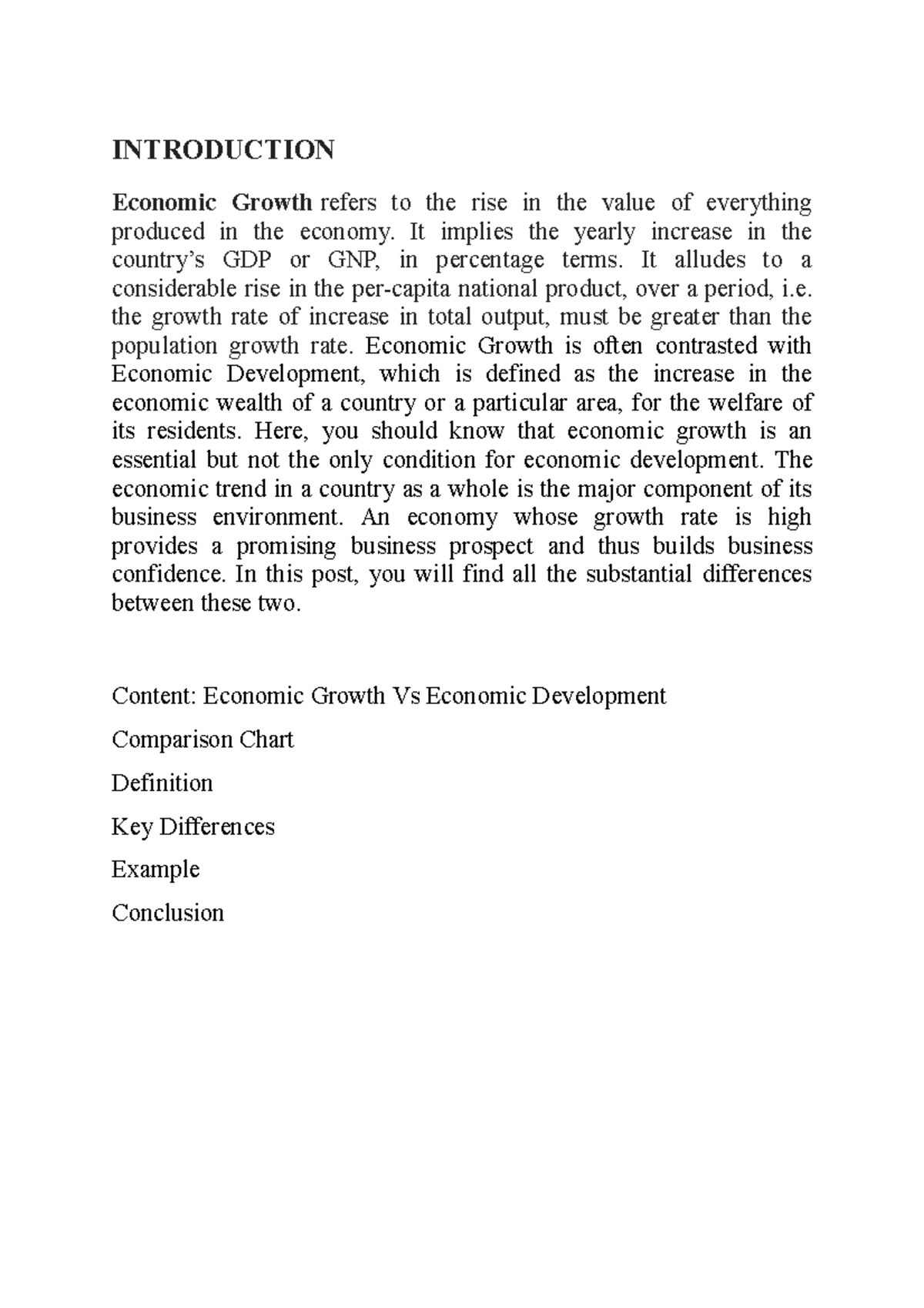Difference Between Economic Growth and Economic Development ...