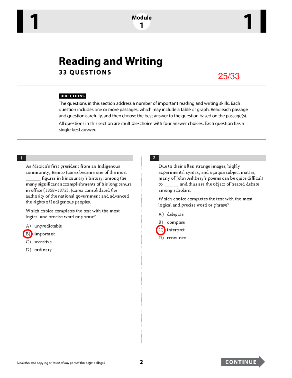 New-Mock-Test-3 - ####### 1 Reading and Writing 33 QUESTIONS DIRECTIONS ...