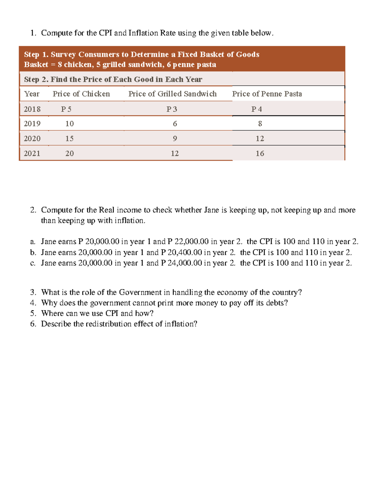 Module 3 Assignment - NONE - Compute for the CPI and Inflation Rate ...