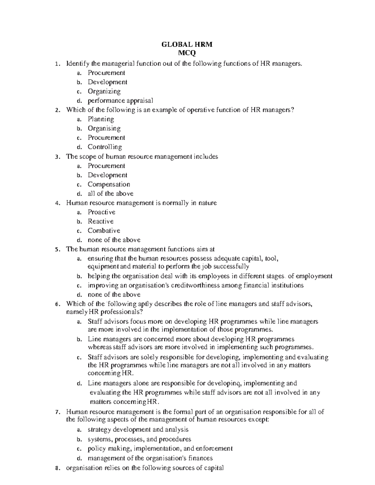 Global-HRM- MCQ - Human Resource Management - GLOBAL HRM MCQ Identify ...