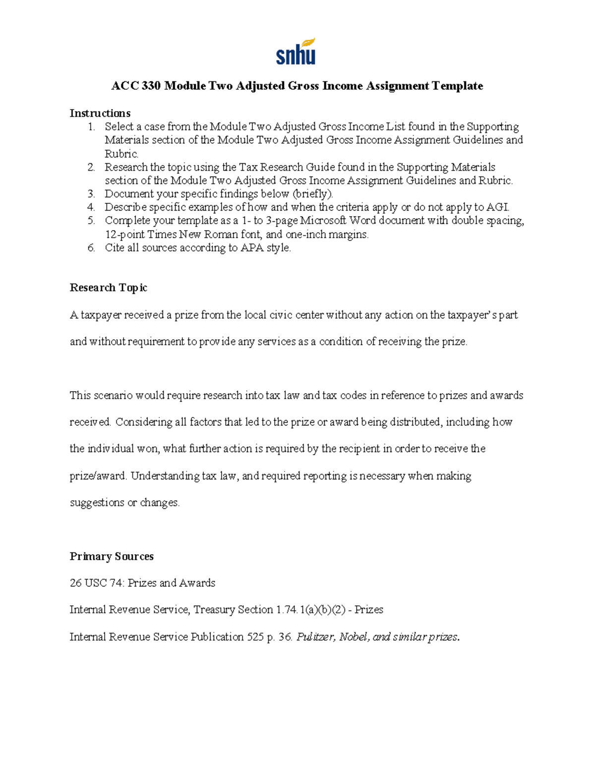 M2 AGI Assignment - ACC 330 Module Two Adjusted Gross Income Assignment ...
