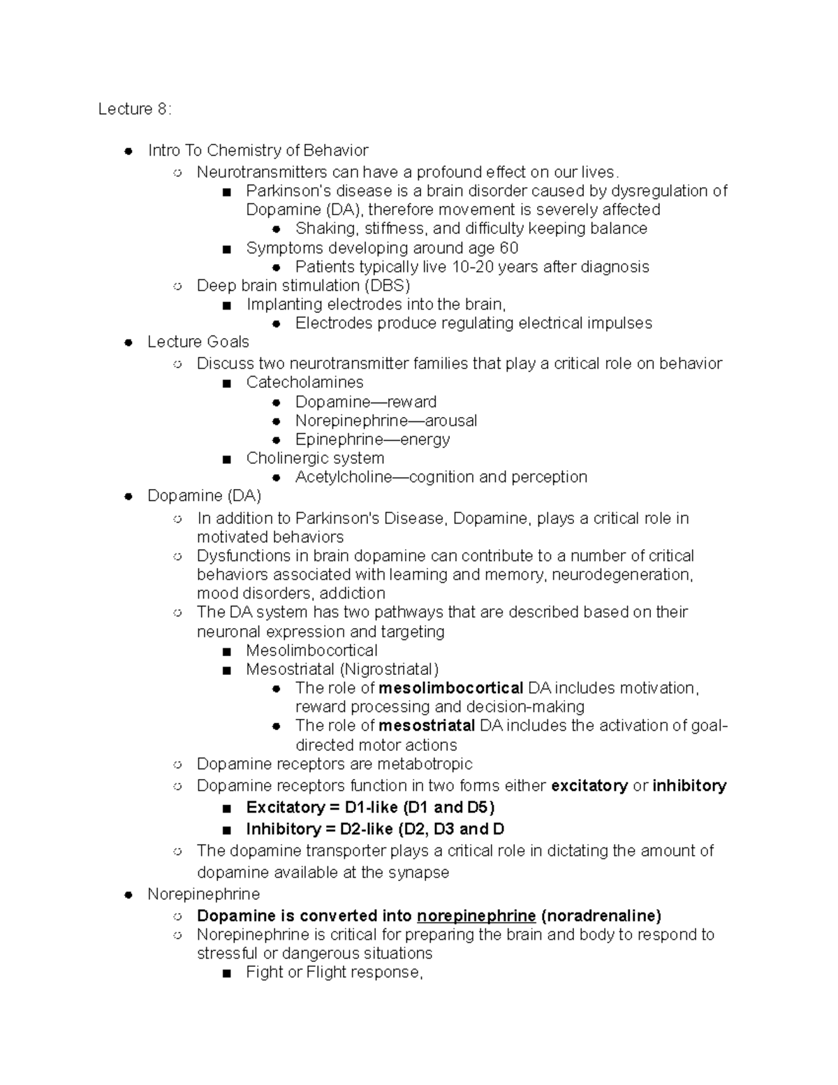 PSY209;Lecture 8 - Brain and Behavior Lecture with Jenna Lee - Lecture 8: Intro To Chemistry of ...