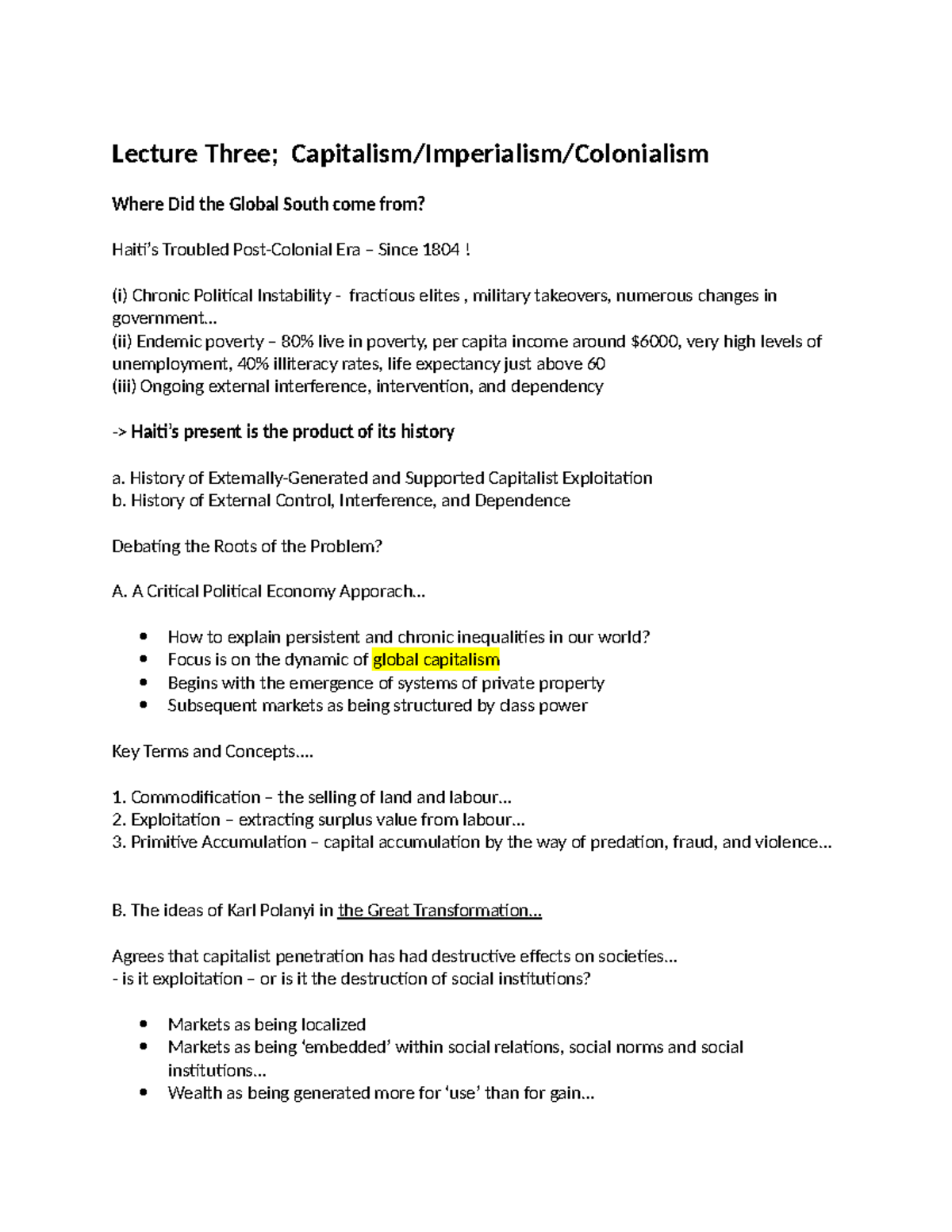 Midterm POLB90 - Lecture Three; Capitalism/Imperialism/Colonialism ...
