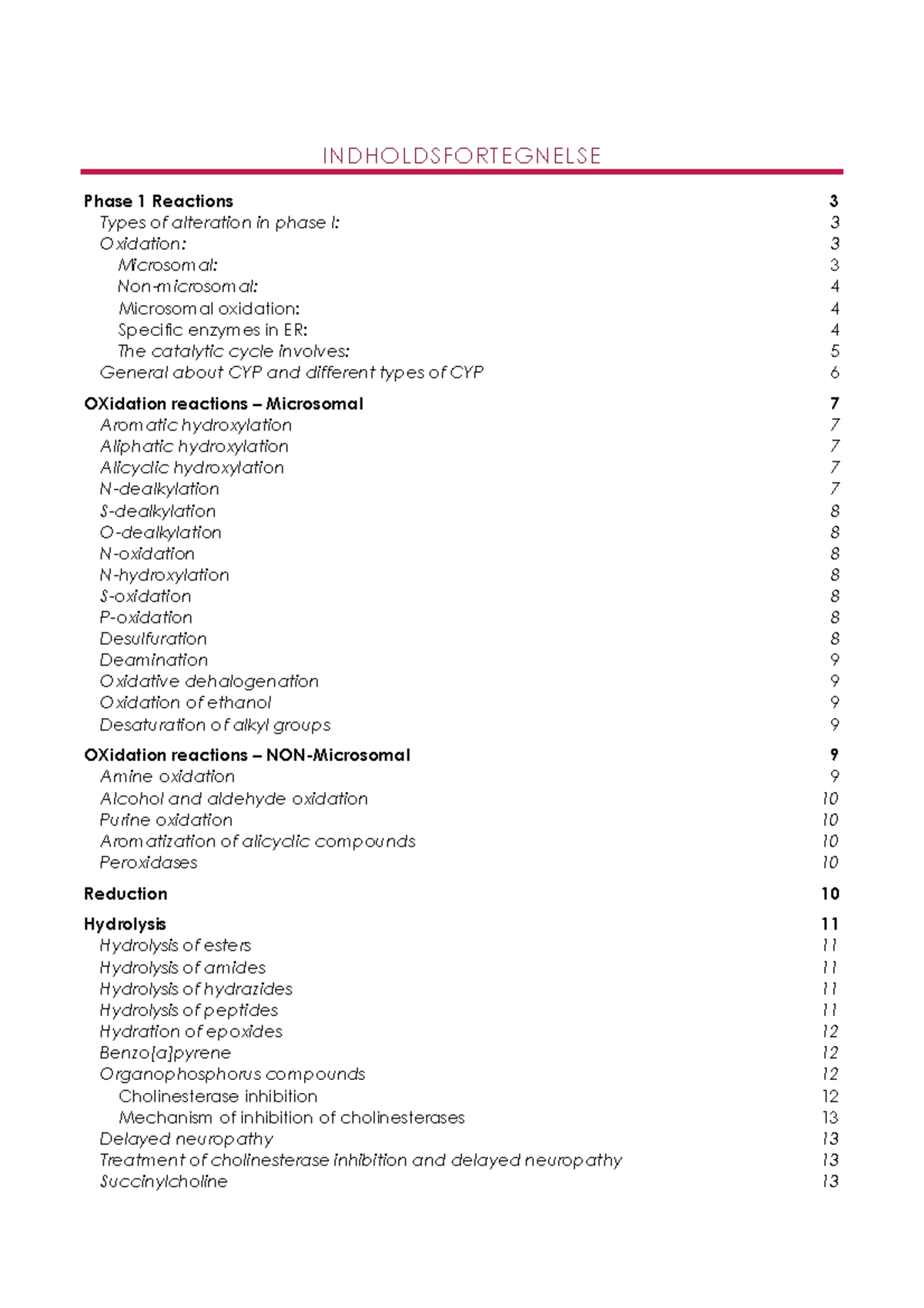 Phase 1 and 2 - I NDHOLDSFORTEGNELSE Phase 1 Reactions Types of ...