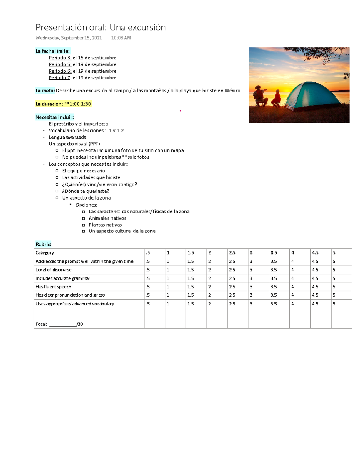 Una excursion PDF Final - LaÊfechaÊlímite:Ê Periodo 3: el 16 de ...