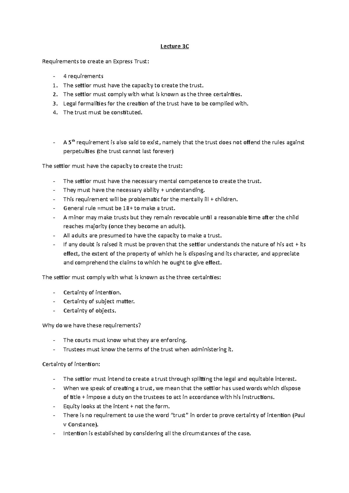 Lecture 3C (Covers Week 3) - Lecture 3C Requirements to create an ...