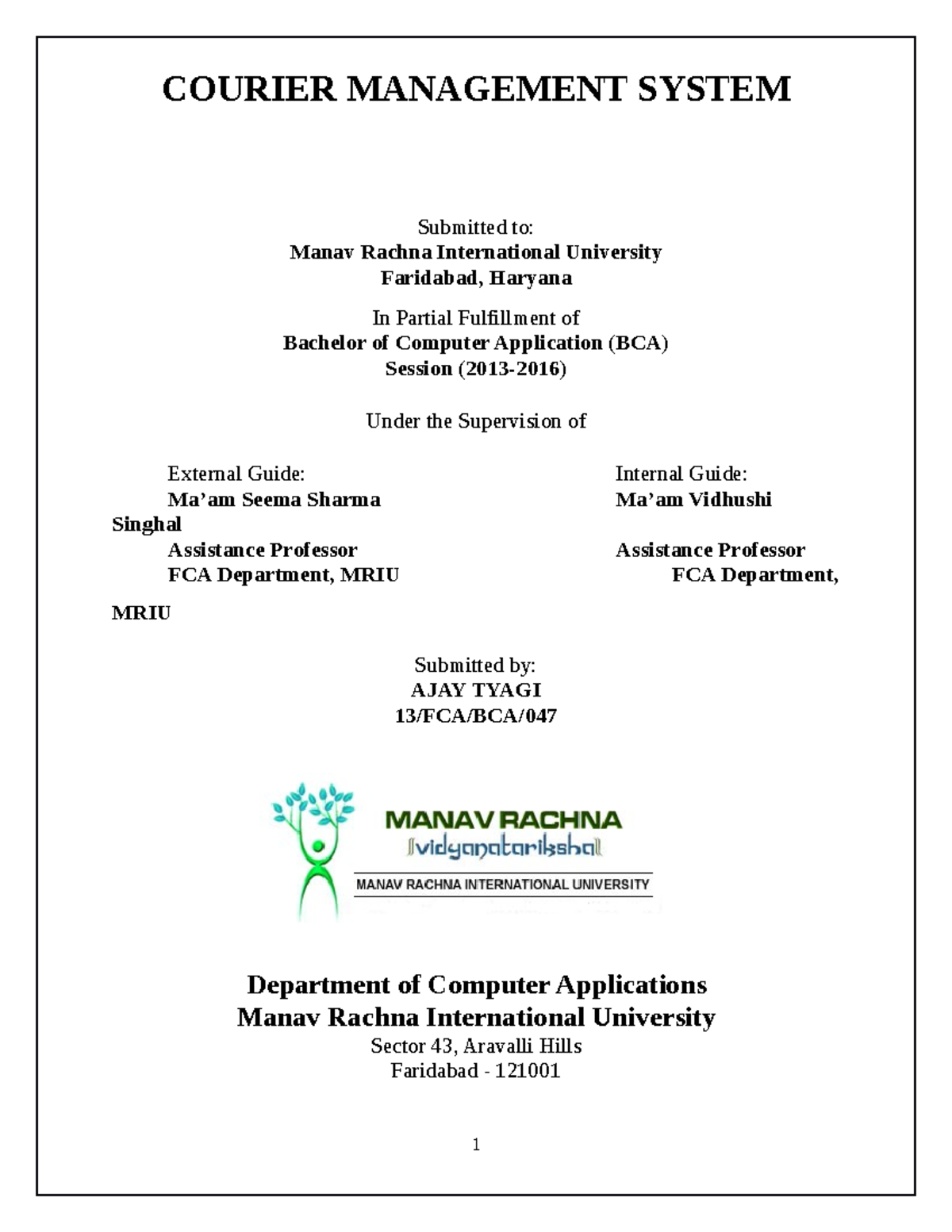 Courier management system full project - Computer Programming - Delhi ...