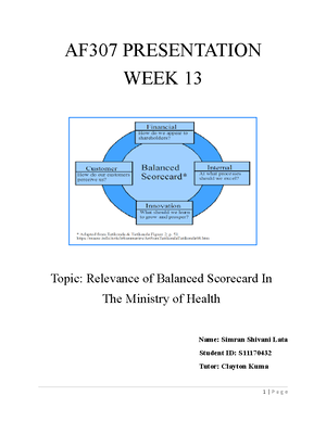 Af307 Group Assignment - School of Accounting, Finance & Economics AF ...