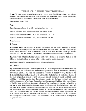 Testing OF HDPE PIPE - TESTING OF HIGH DENSITY POLYETHYLENE PIPES FOR ...